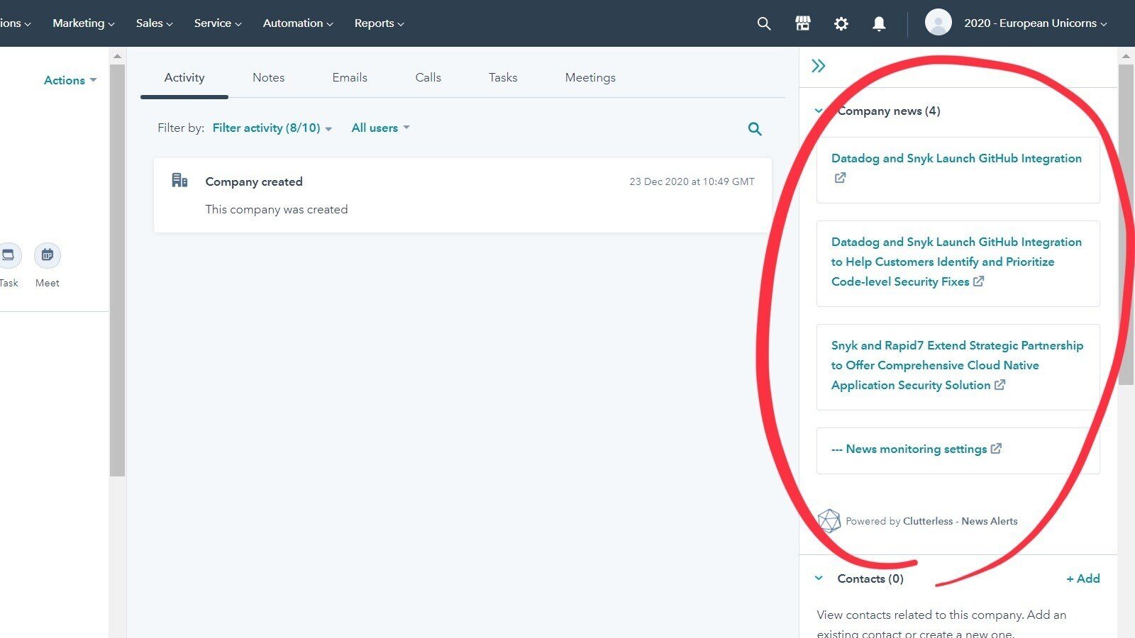 Clutterless - News Alerts HubSpot Integration | Connect Them Today